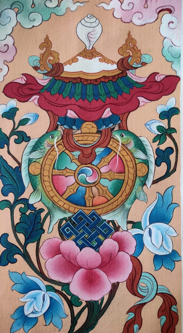 8 Lucky Signs: Thangka painting | Folk Artwork | Memeraki.com