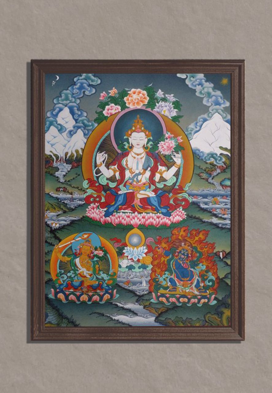 Three Supreme Gods: Thangka painting for Sale | Online