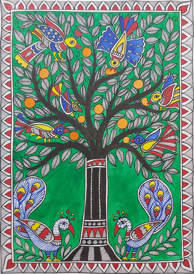 Buy Tree of abundance:Madhubani painting | Indian folk painting Online ...