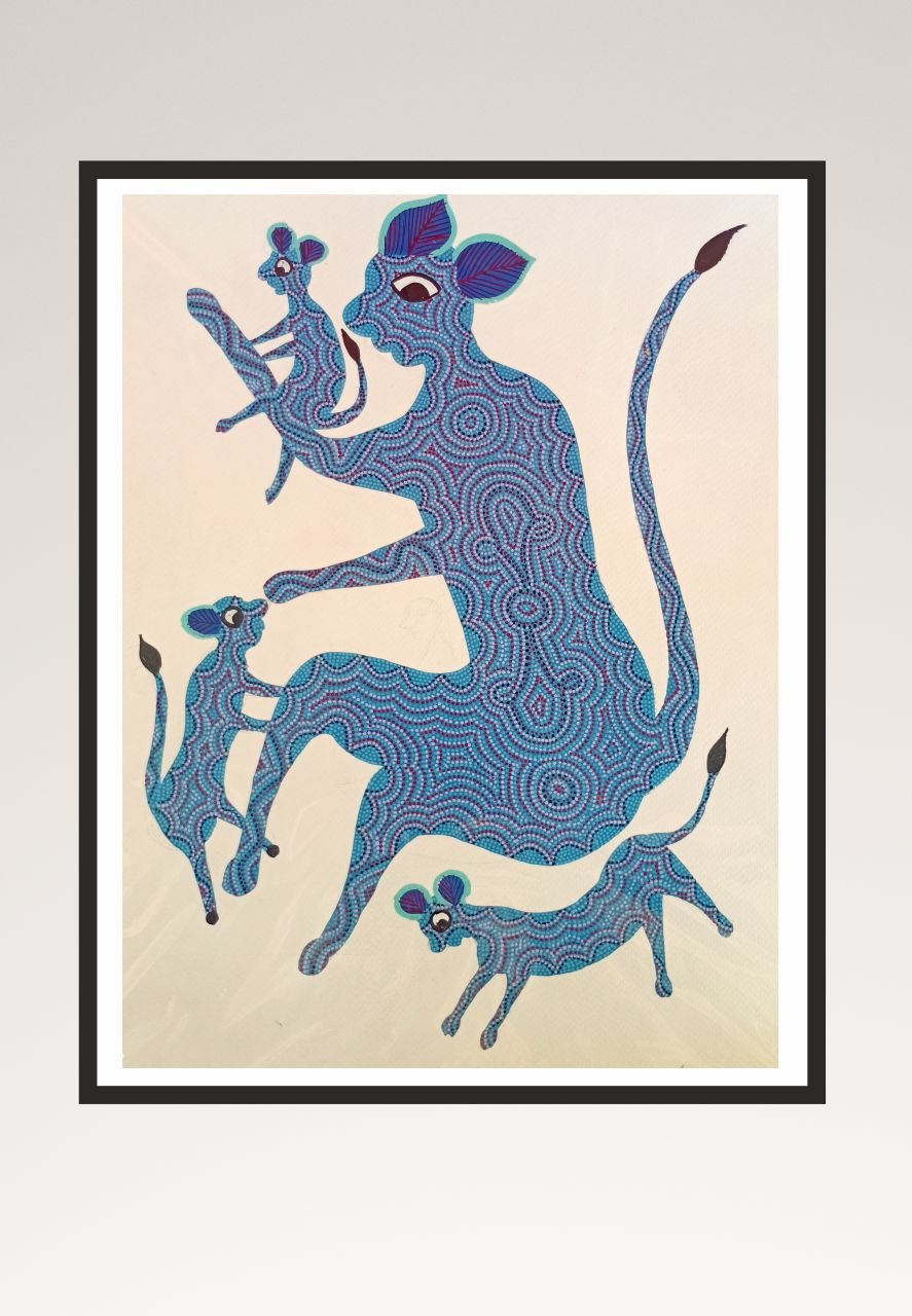 Buy The Blue Tigress and Her Cubs Bhil Painting | Folk Art for sale ...