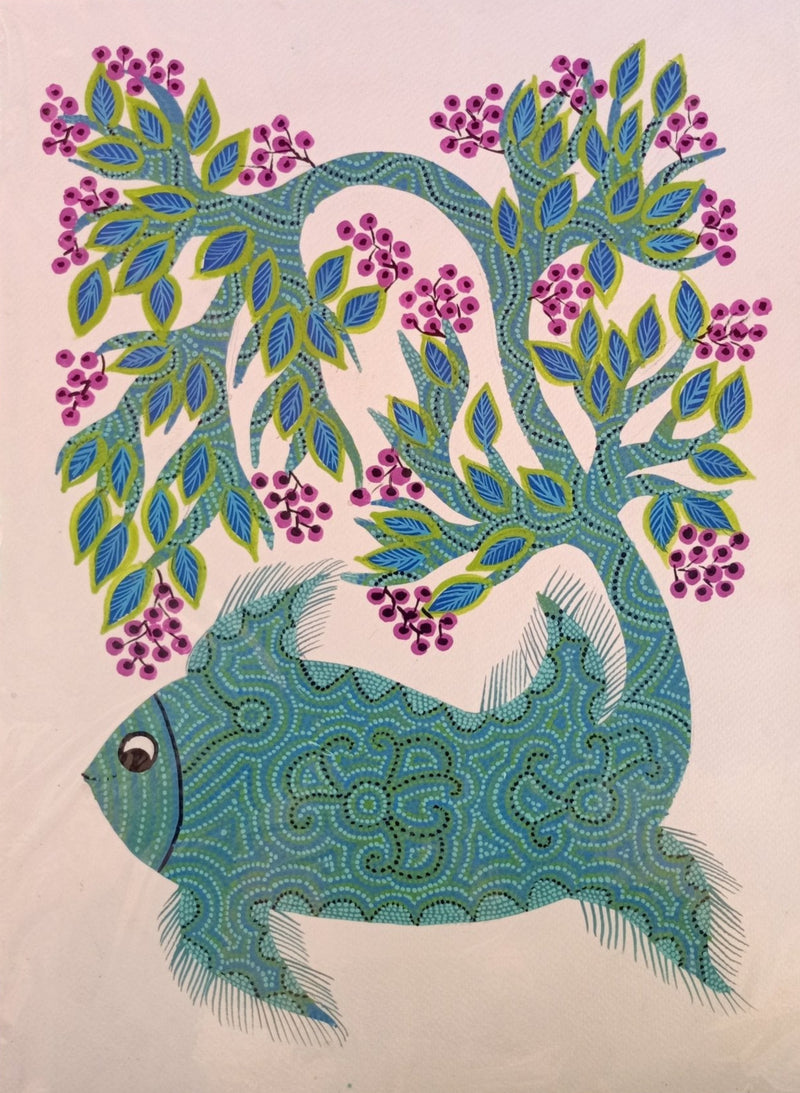 Buy Fish in Bhil Painting by Geeta Bariya – MeMeraki.com
