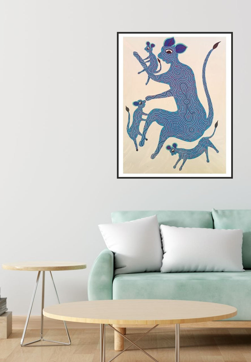 Buy The Blue Tigress and Her Cubs Bhil Painting | Folk Art for sale ...