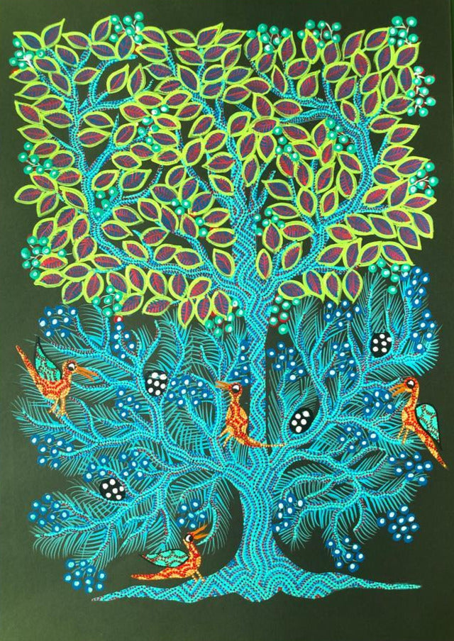 Buy Akshaya Vata: The Tree of Life Bhil Painting | Online for Sale ...