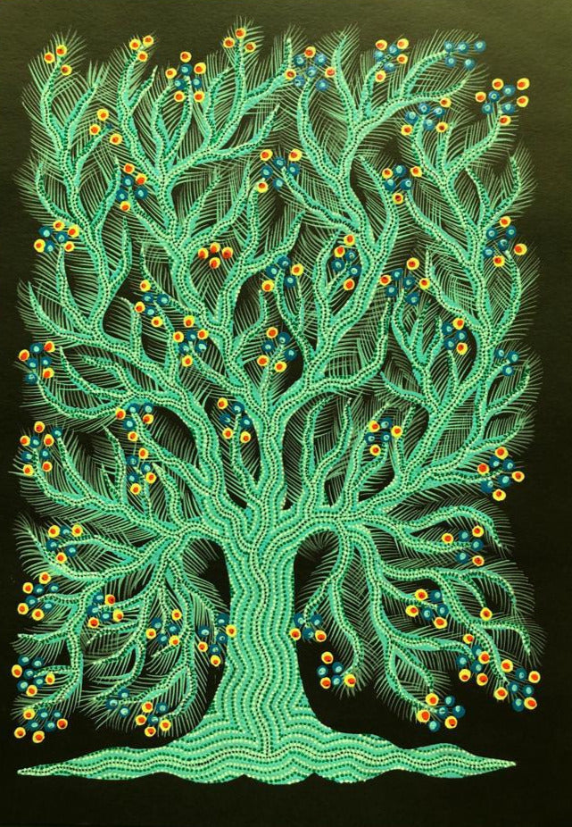 Buy The Tree in Bhil Painting by Geeta Bariya – MeMeraki.com