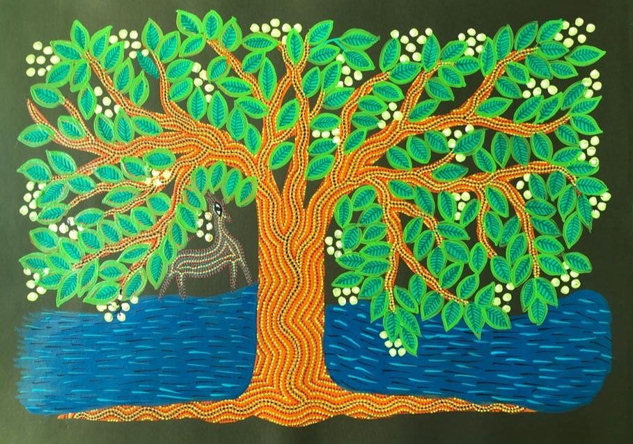 Akshaya Vata: The Tree of Life Bhil Painting by Geeta Bariya – MeMeraki.com